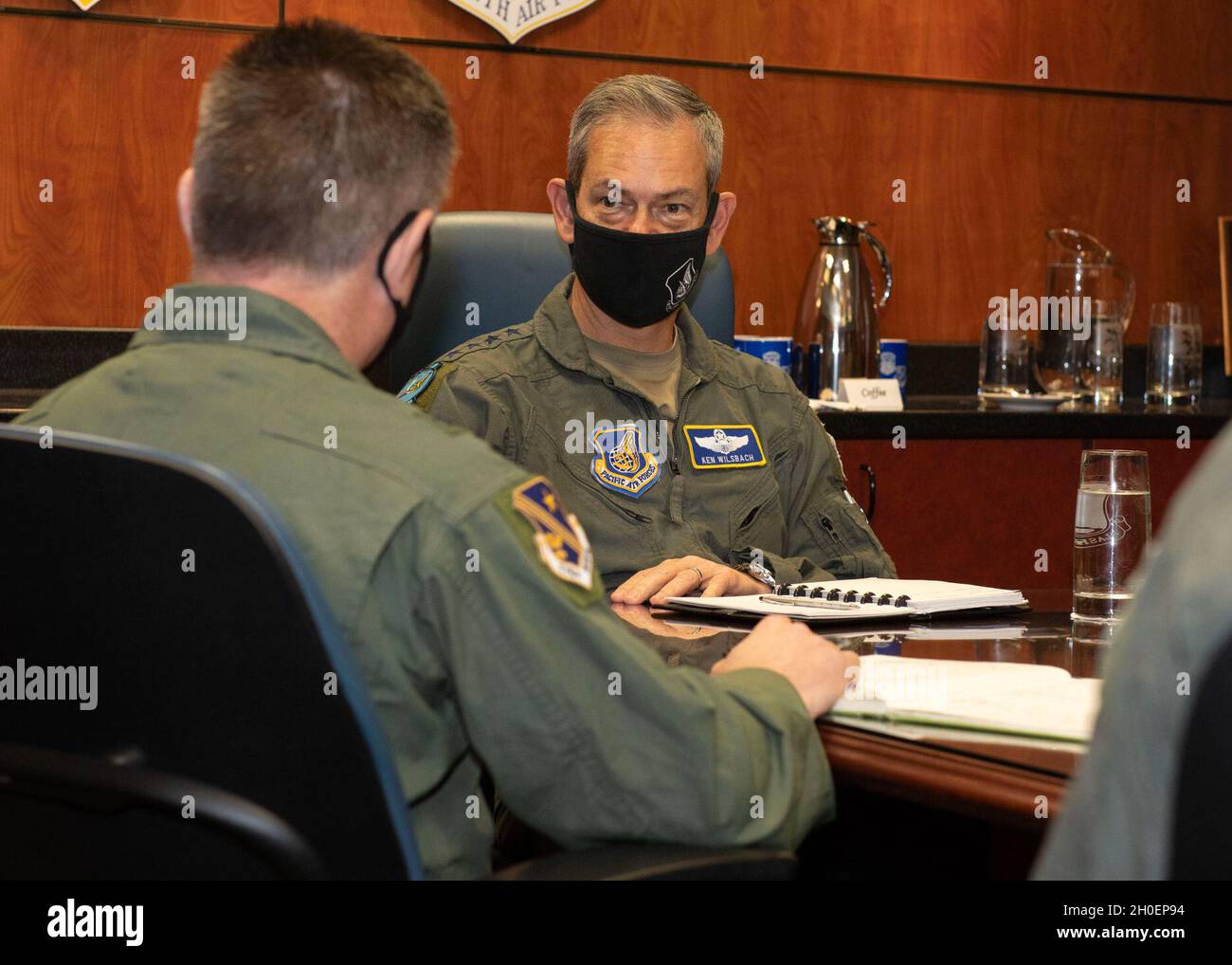 U.S. Air Force Gen. Kenneth Wilsbach, right, the Pacific Air Forces ...
