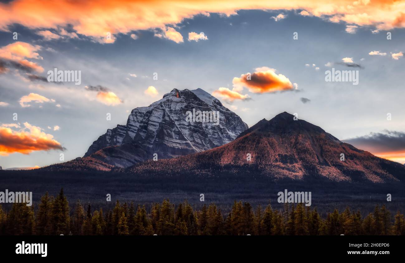 Canadian Rocky Mountain Landscape. Fall Season Sunset Sky Stock Photo ...