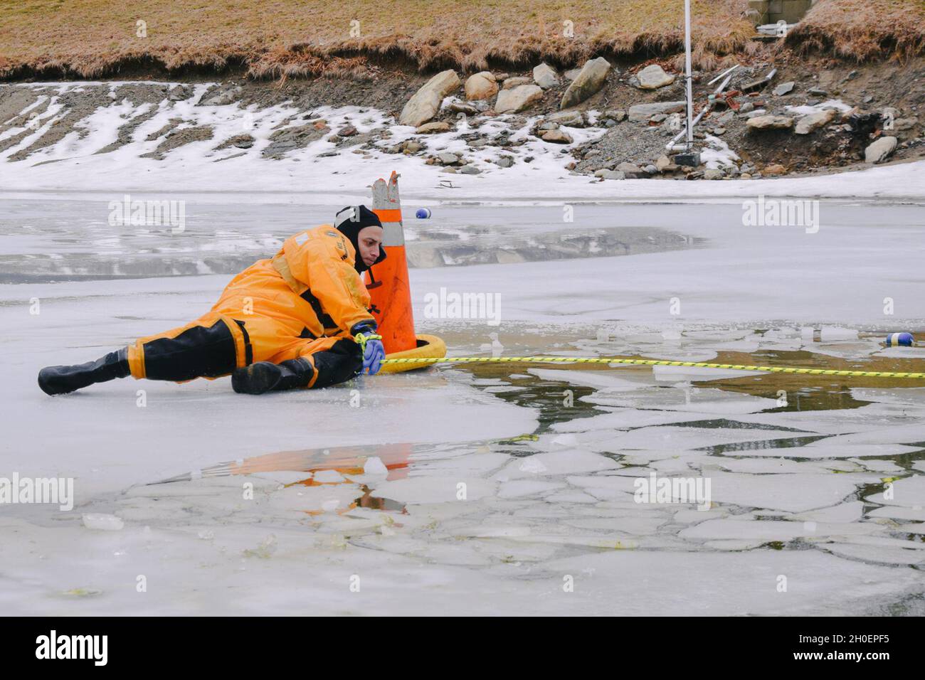 210216-N-EJ843-0041 GROTON, Conn. (Feb. 16, 2021) A firefighter from ...