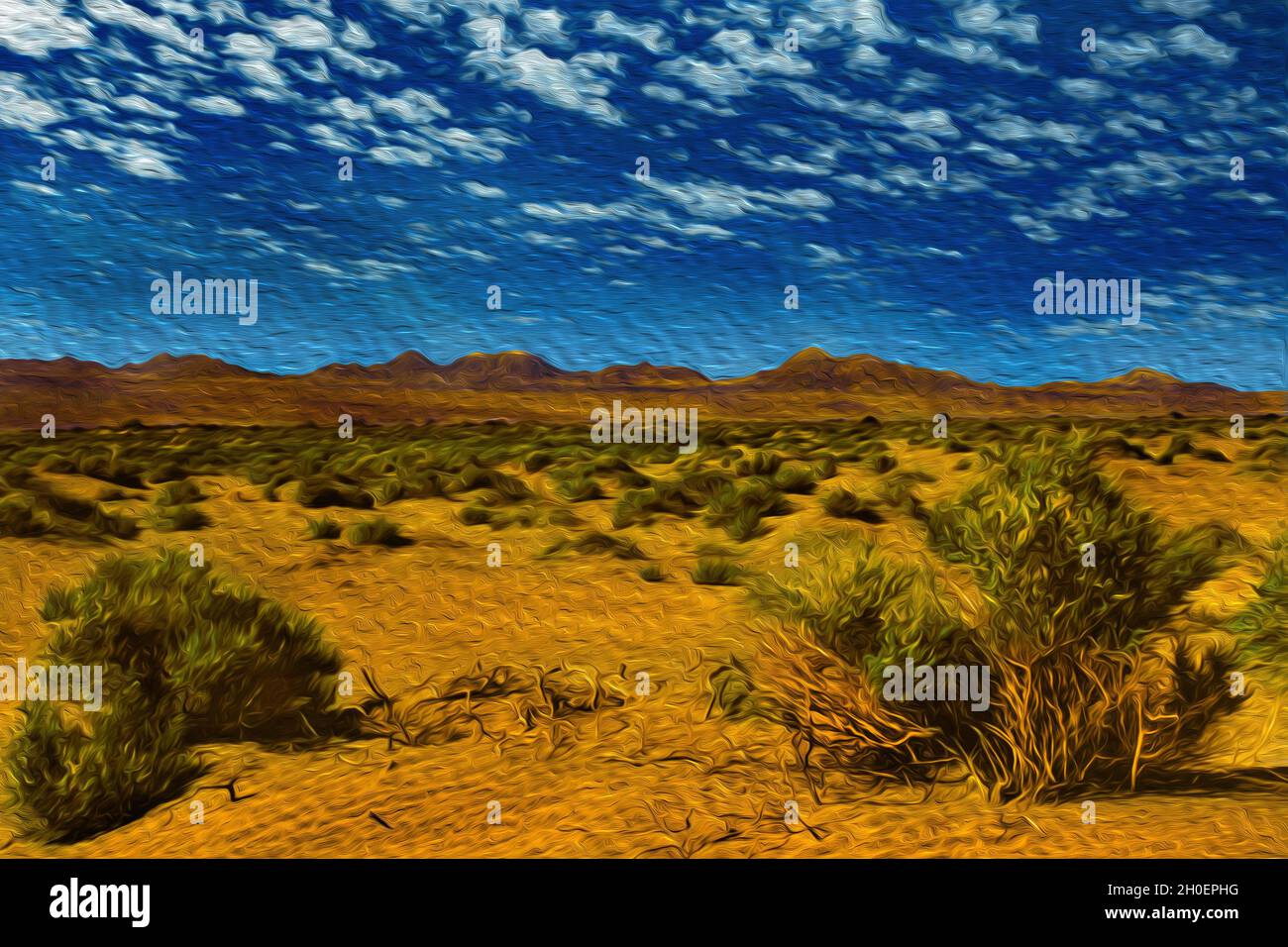 Desert landscape with peaks and volcanoes near San Pedro de Atacama. A ...