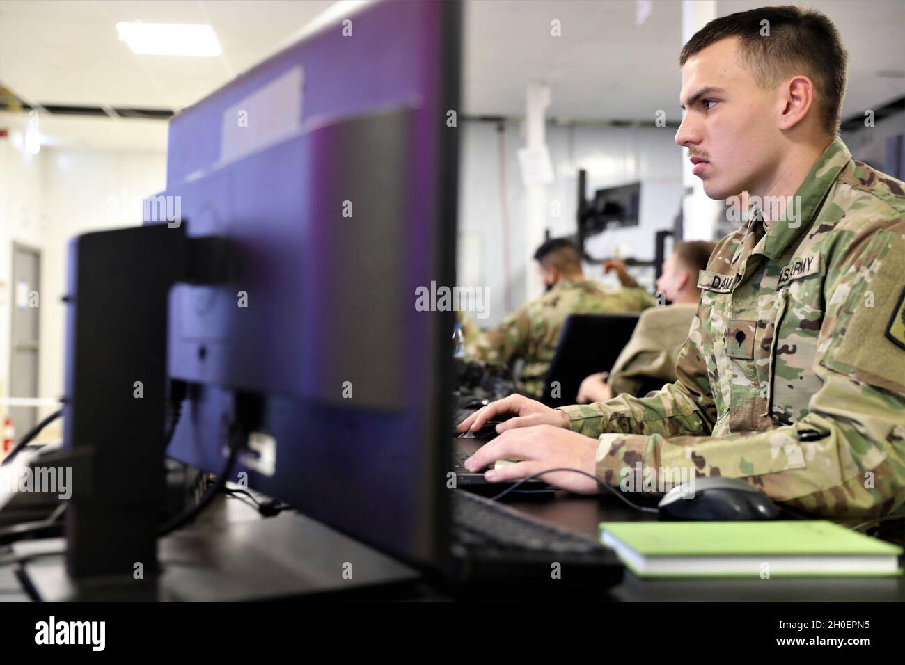 Spc. Christopher Dame works as an air defense battle management system ... Spc. Christopher Dame works as an air defense battle management system ...