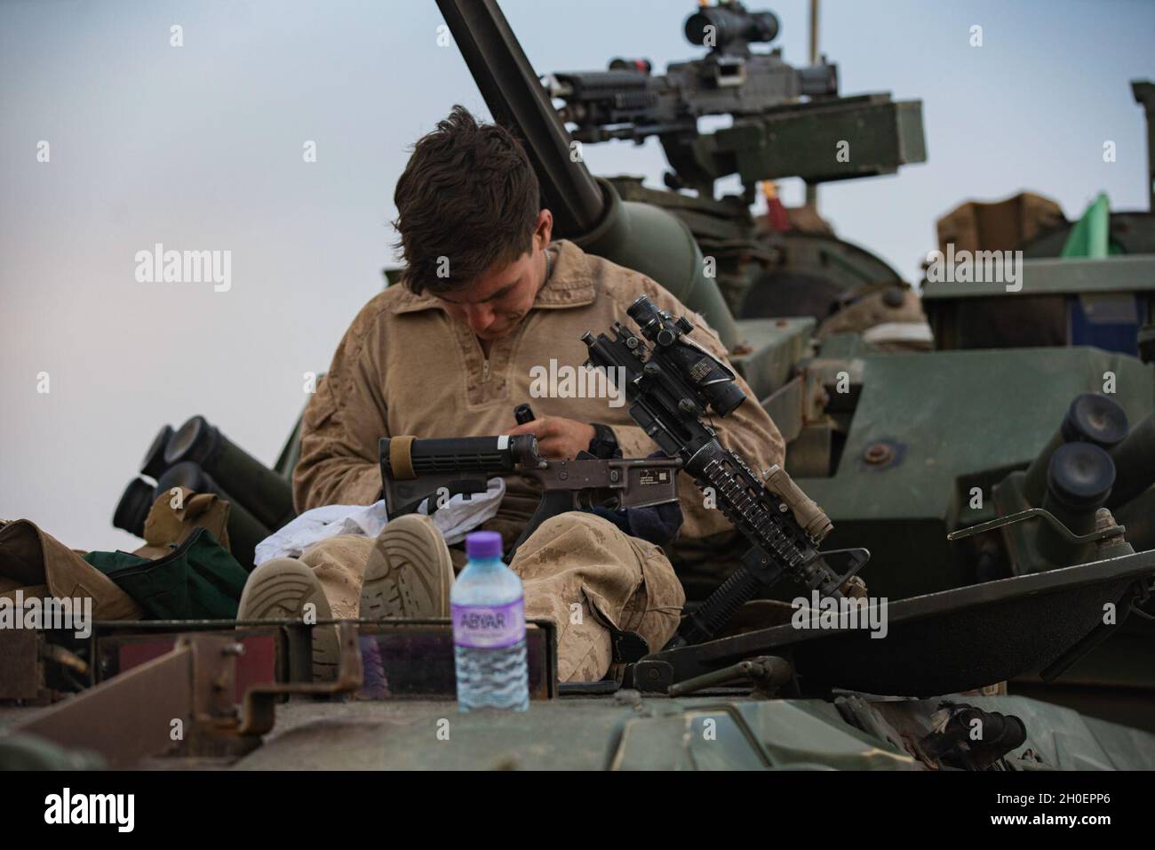 U.S. Marine Corps Lance Cpl. Caleb Parlapaino, a light armored vehicle crewman with Light ...