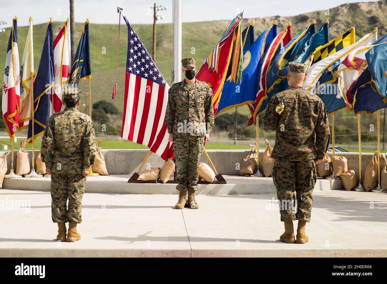 U.S. Marine Corps Sgt. Maj. Diana E. Bacolod, the incoming sergeant ...