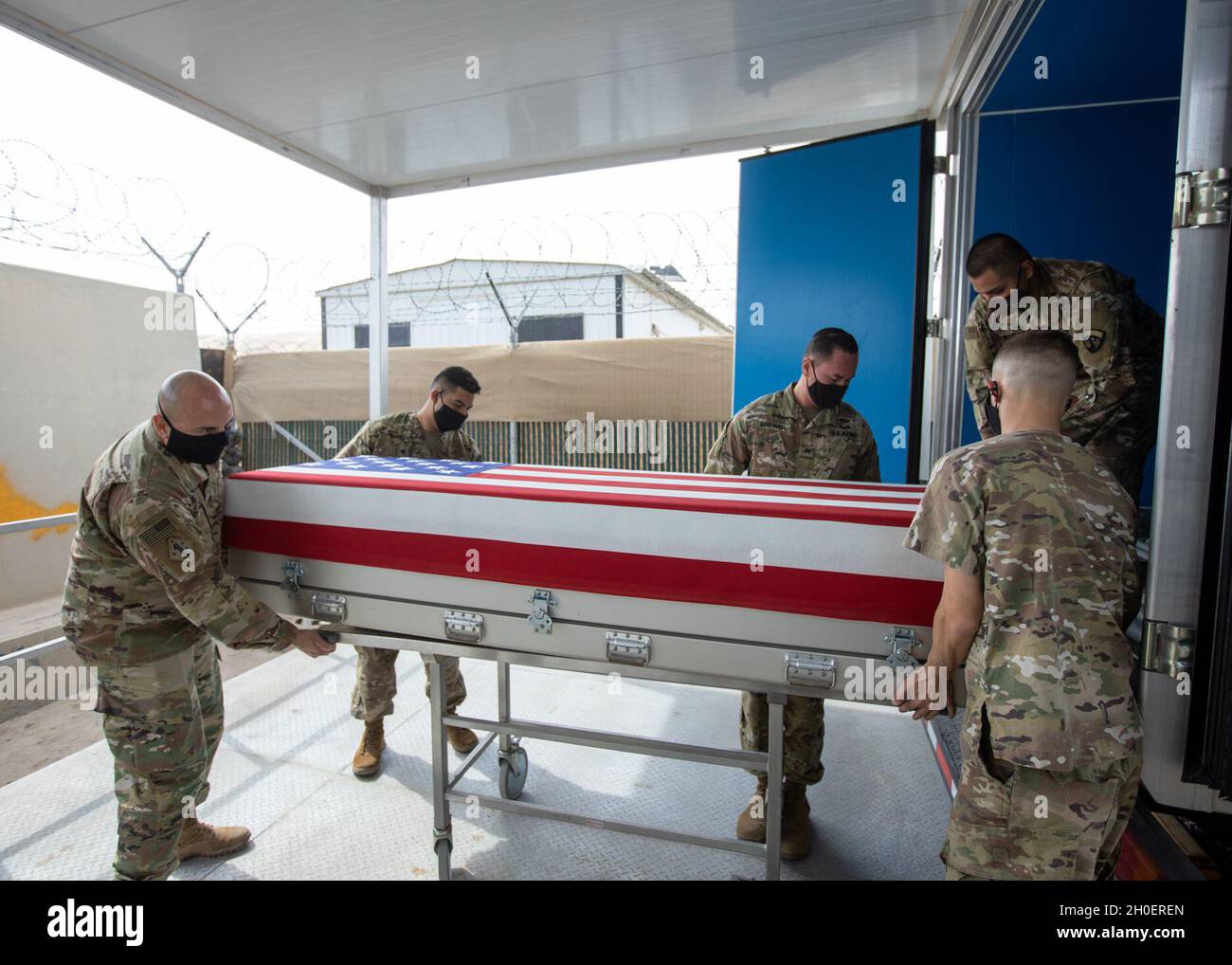 Soldiers from the 387th Quartermaster Company, Mortuary Affairs ...