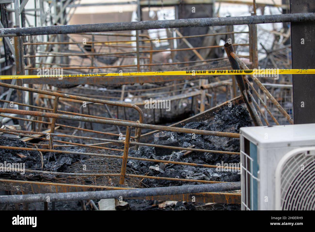 Aftermath of indirect fire attack at Erbil Air Base in the Kurdistan ...