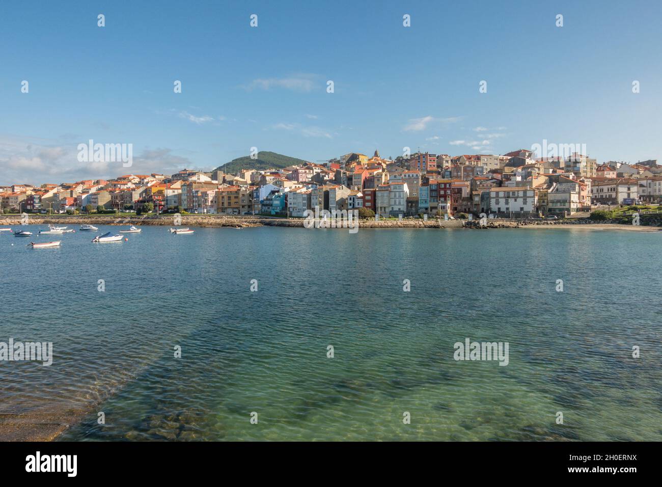 Colourful houses at the coastal town of A Guarda, La Guardia, Galicia ...