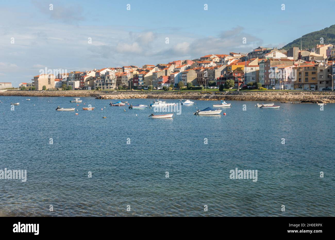 Colourful houses at the coastal town of A Guarda, La Guardia, Galicia ...