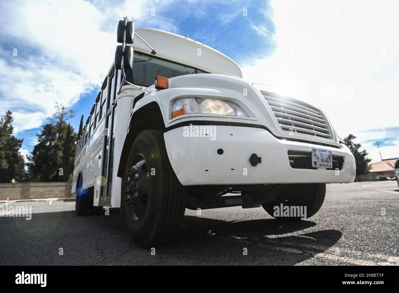 A bus is parked in the 60th Logistics Readiness Squadron vehicle ...