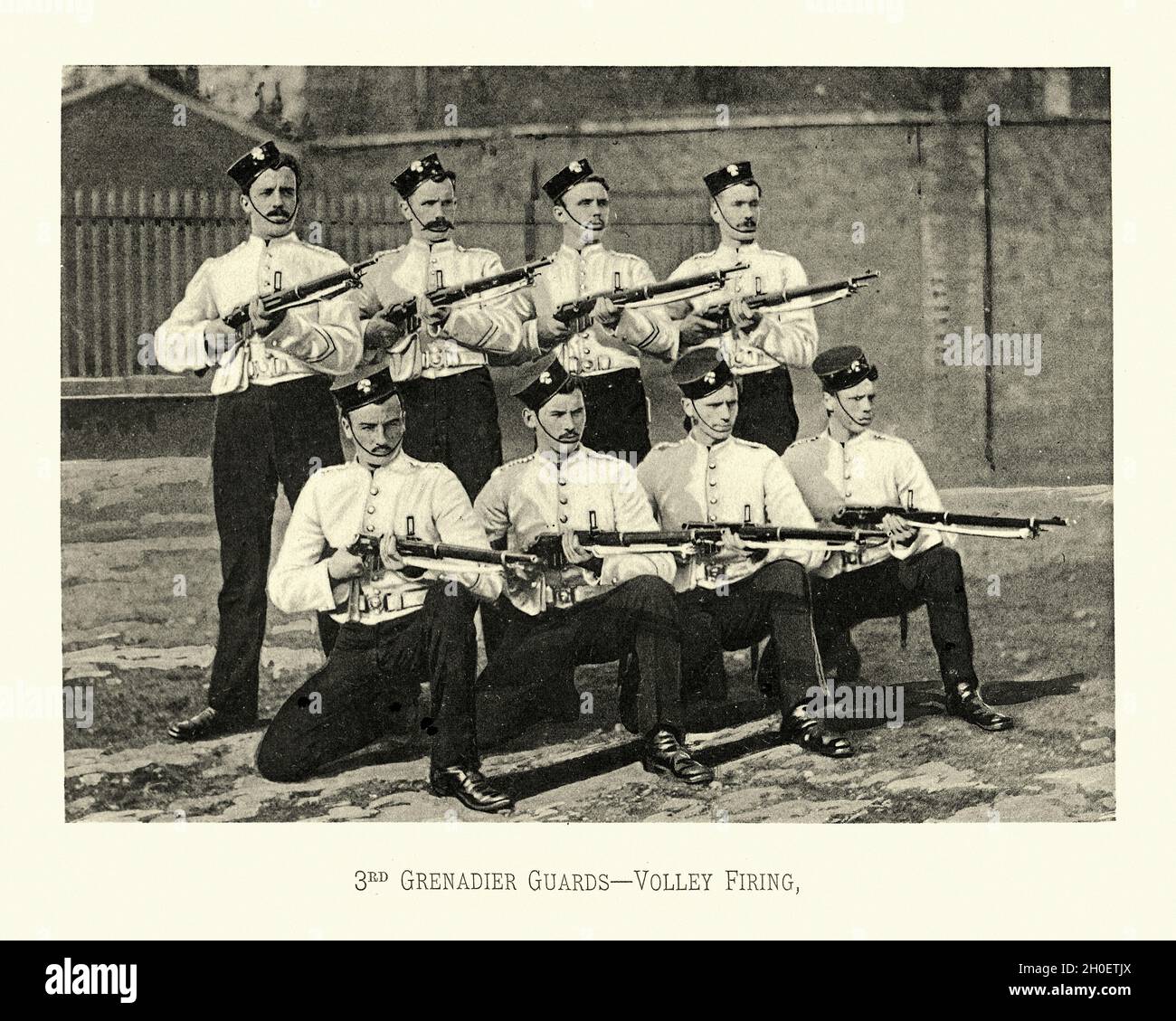 Vintage photogrtaph of British Army soldiers in rank volley firing, 3rd ...