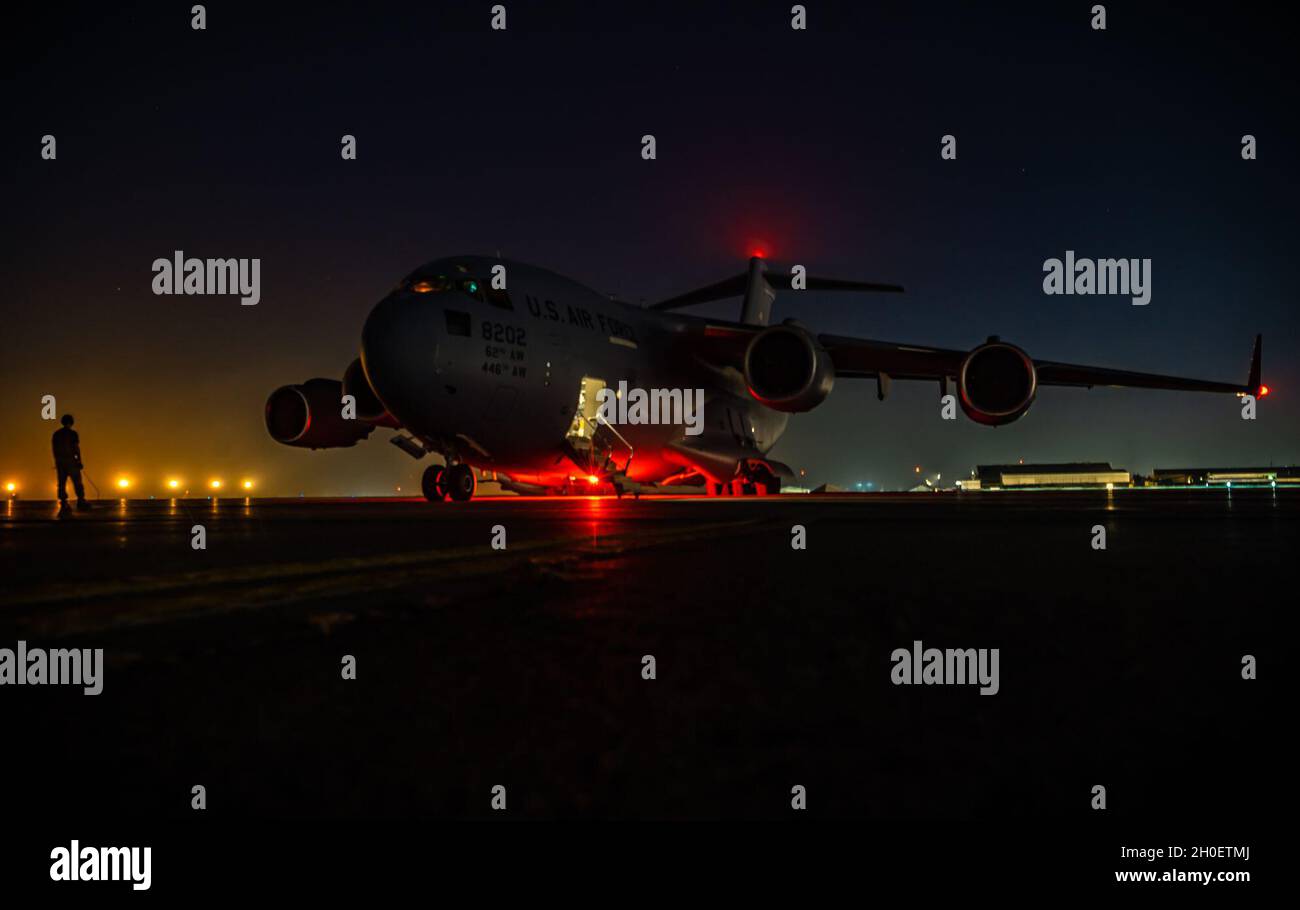 A U.S. Air Force C-17 Globemaster III loadmaster, assigned to the 816th ...