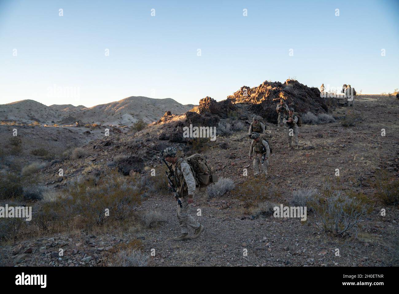 Marines with 2nd Battalion, 3rd Marines, patrol to a further checkpoint ...