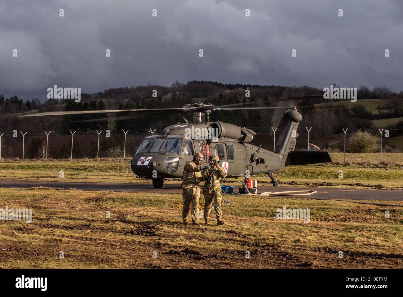 A Medevac helicopter, assigned to 12th Combat Aviation Brigade (12th ...