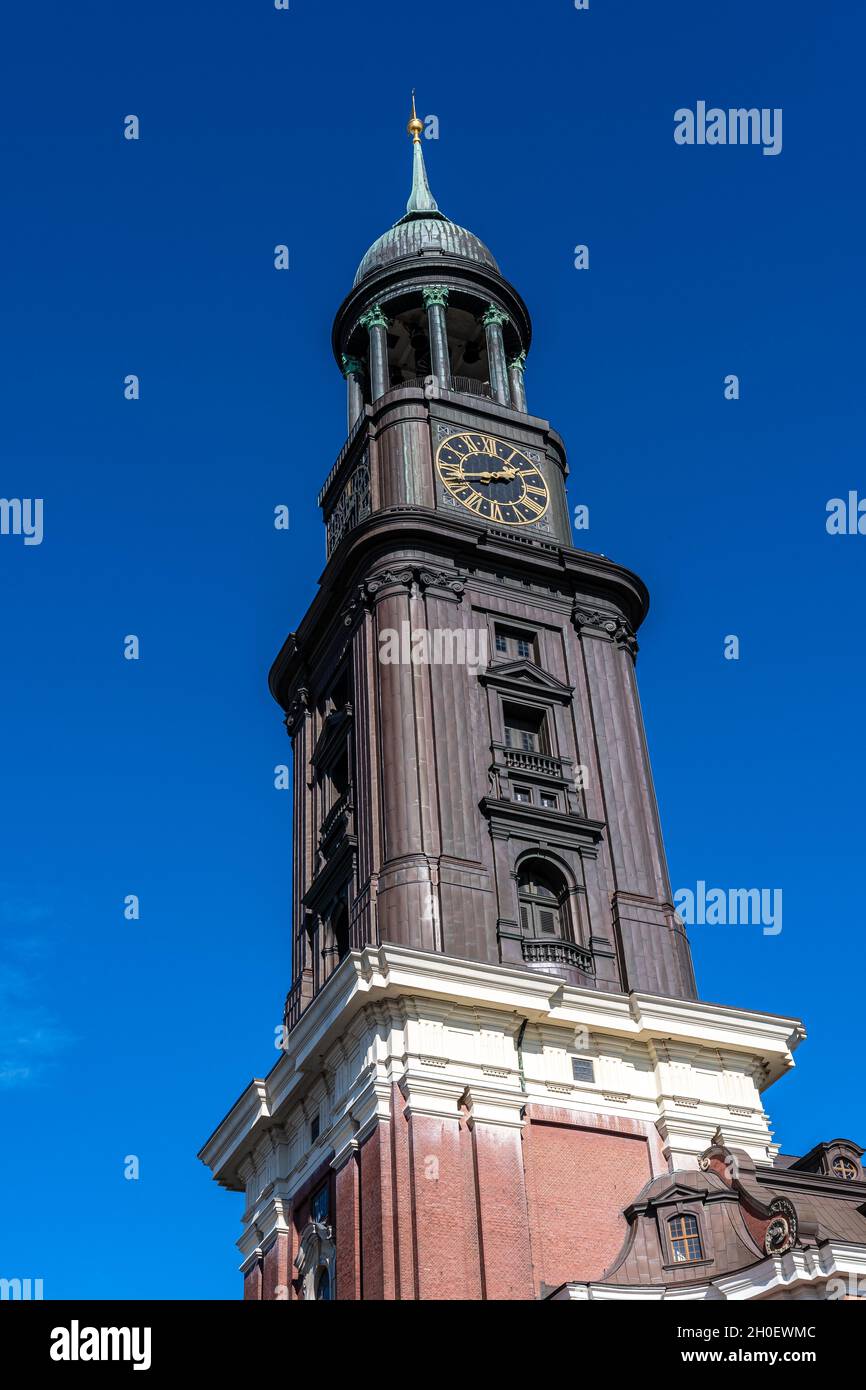 Tower of St. Michael's Church, Hamburg, Germany, (German: Hauptkirche ...