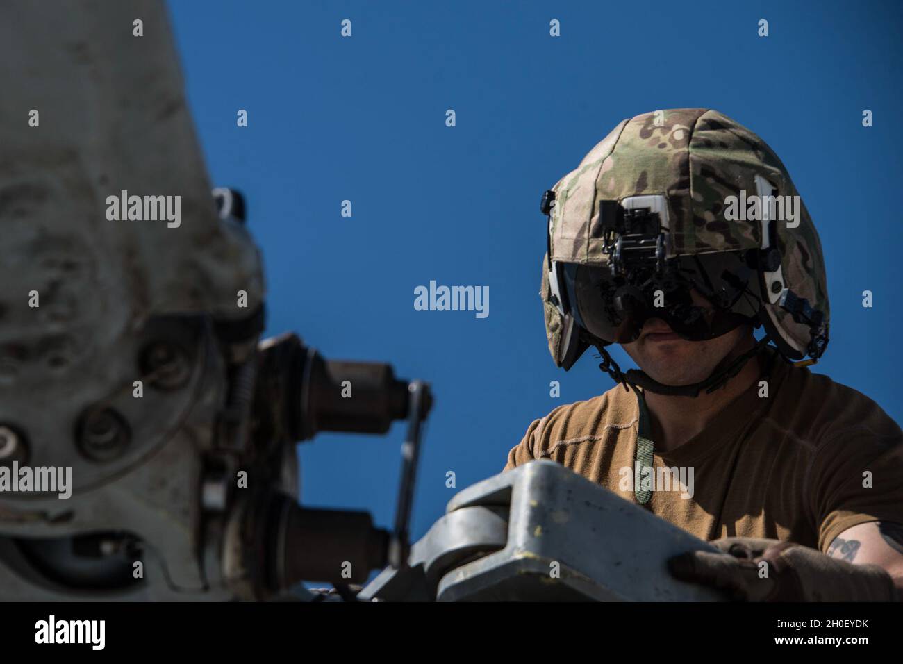 A U.S. Navy Sailor from Helicopter Sea Combat Squadron 85 performs pre ...