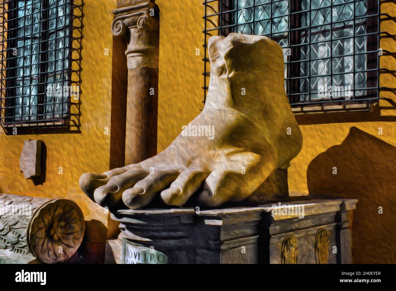 Set of old roman sculptures carved in marble at the Capitoline Museums ...