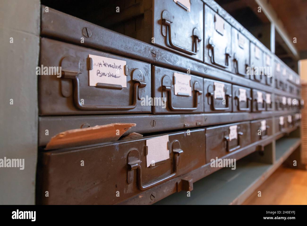 Old Steel Metal Drawers Cabinet Used For Art Supplies Storage Stock ...