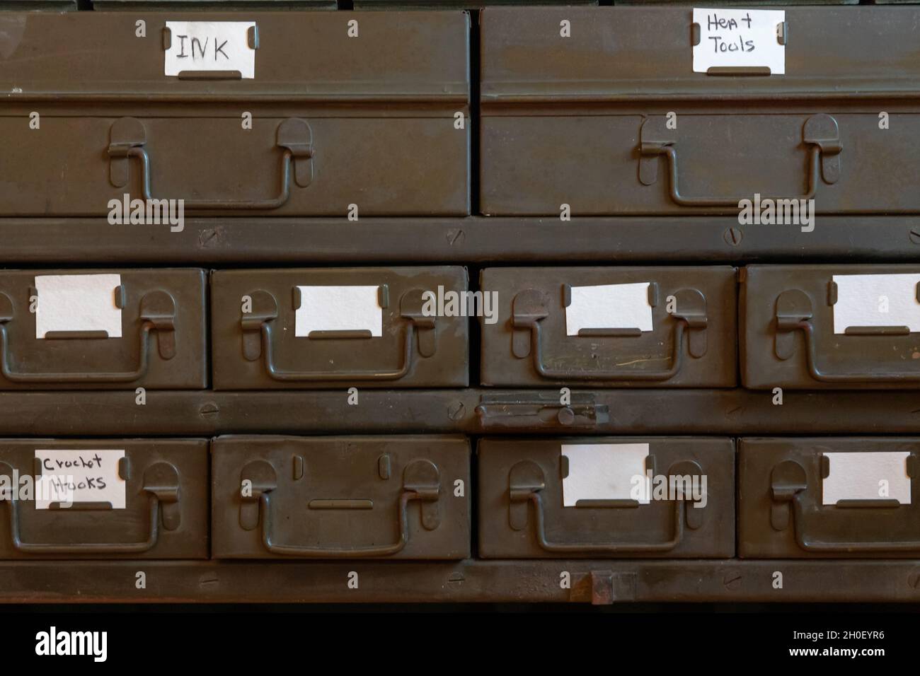 Old Steel Metal Drawers Cabinet Used For Art Supplies Storage Stock ...