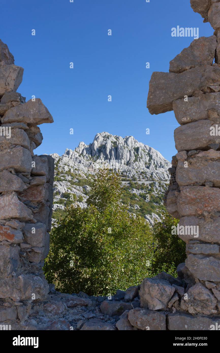 Limestone rock formation Tulove Grede in Velebit National Park in ...