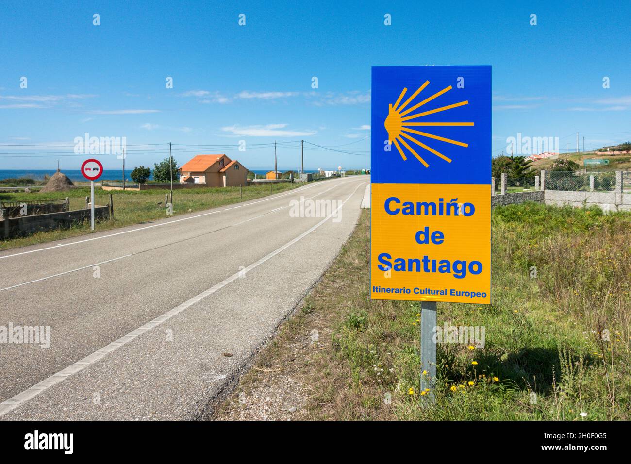 Sign Way of St James, direction Camino de Santiago, Christian ...