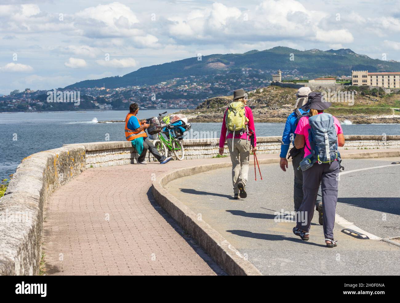 Pilgrims walking the way of st.James, Camino de Santiago in direction ...