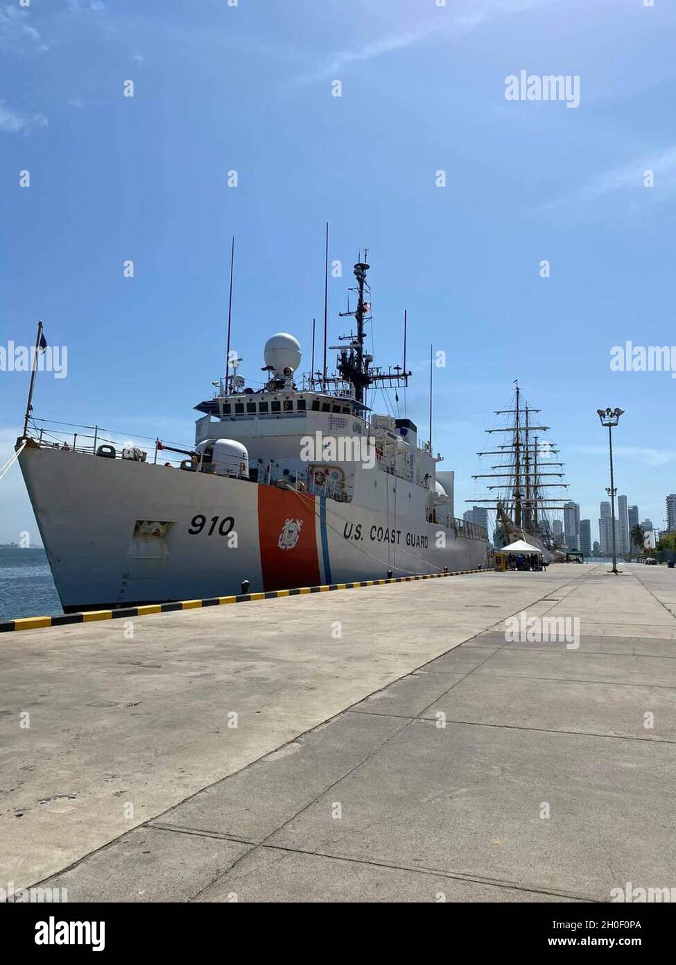 The Coast Guard Cutter Thetis (WMEC-910) is moored to a pier in Key ...