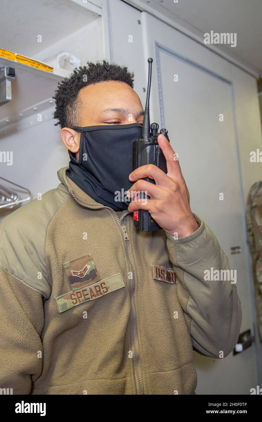 U.S. Air Force Airman 1st Class Christopher Spears, a crew chief with ...