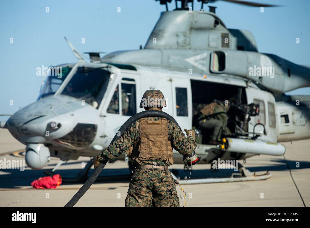 A U.S. Marine with Marine Wing Support Squadron 372, Marine Aircraft ...