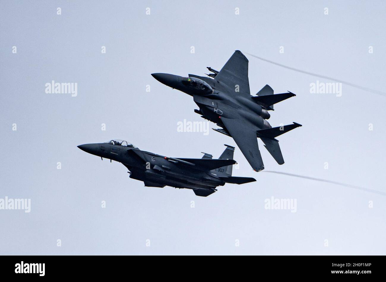F-15E Strike Eagles assigned to the 492nd Fighter Squadron return from ...