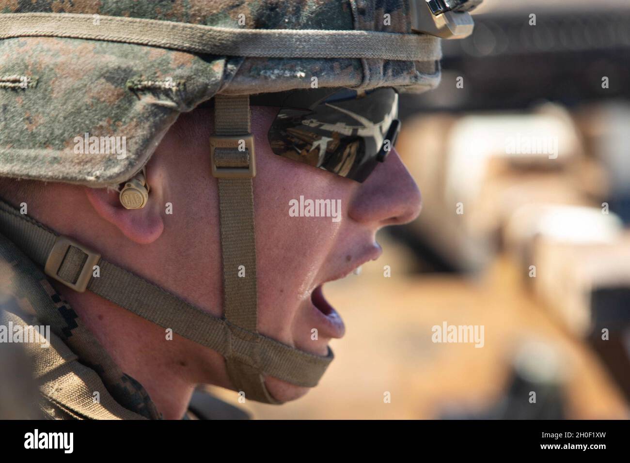 U.S. Marine Corps Lance Cpl. Eric Lees, a machine gunner with Battalion ...