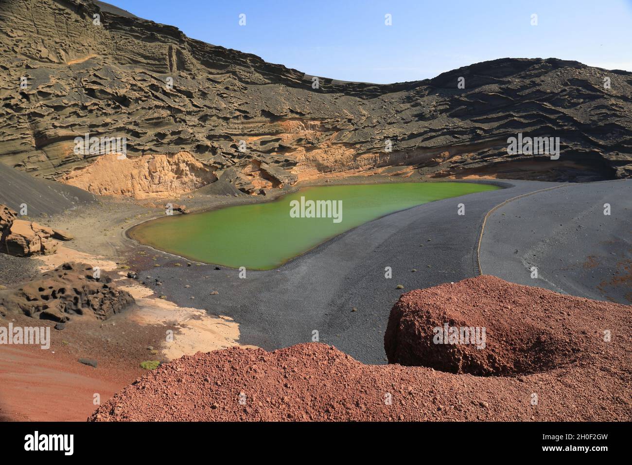 El Golfo - Volcanic crater and the green lagoon, Lanzarote, Canary ...