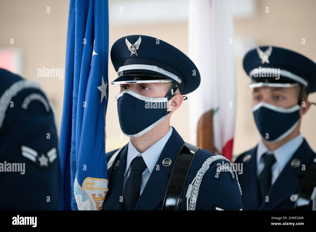 U.S. Air Force Senior Airman Caleb Sonnier, center, and Airman 1st ...
