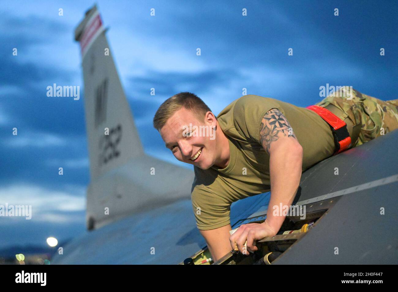 U.S. Air Force Staff Sgt. Logan Hein, a crew chief assigned to the ...