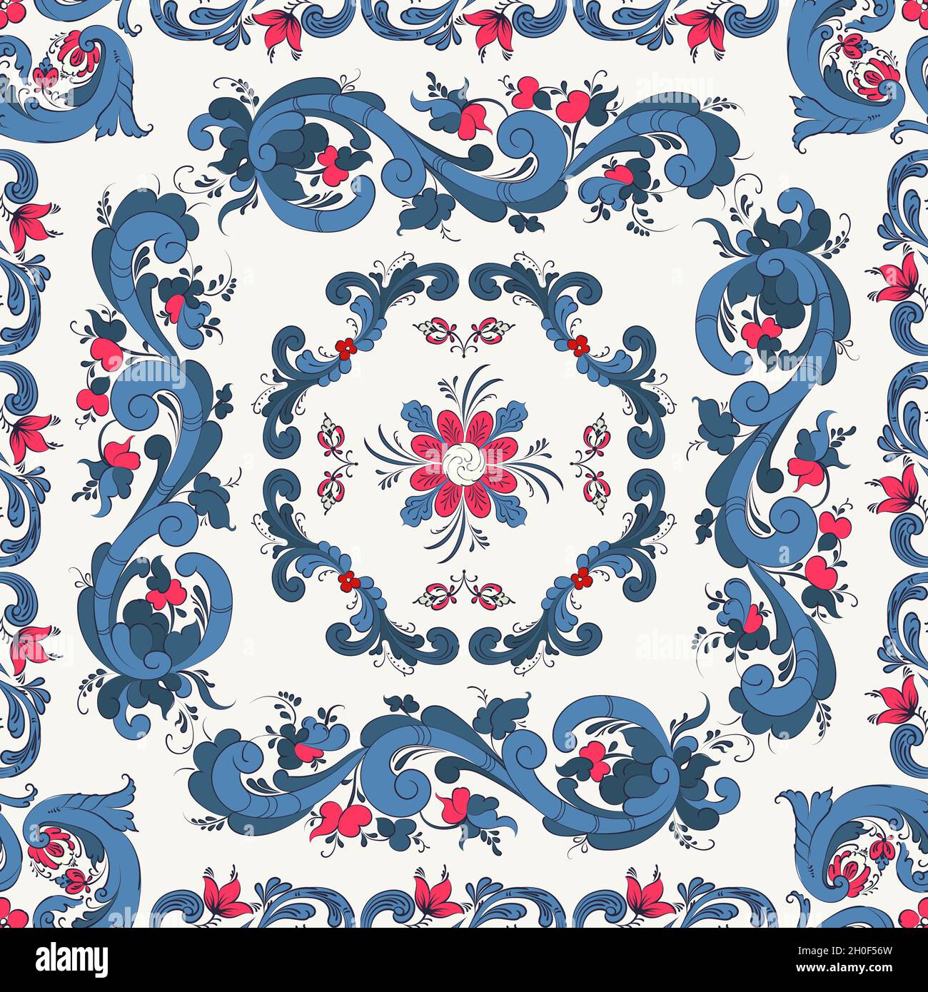 Rosemaling tile, traditional Norwegian decorative pattern. Vector ...