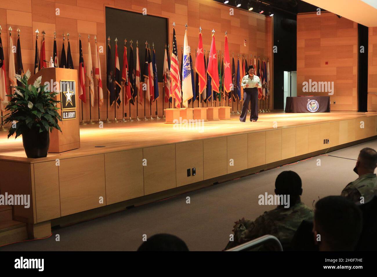 Ms. Nia Long, a junior at Edgewood High School, recites a poem during ...