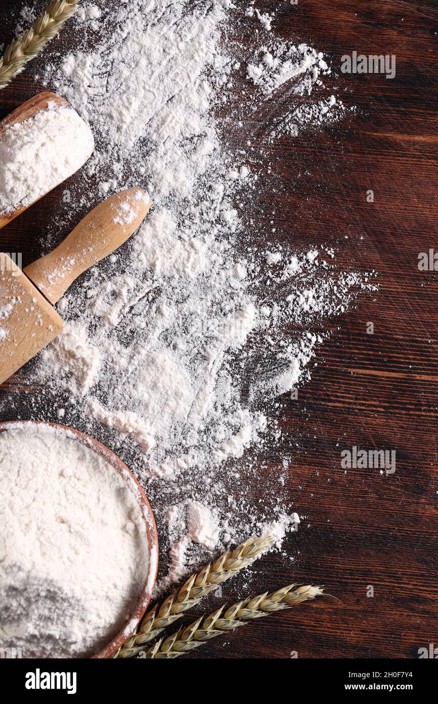 flour food background for baking bread pizza pasta Stock Photo - Alamy