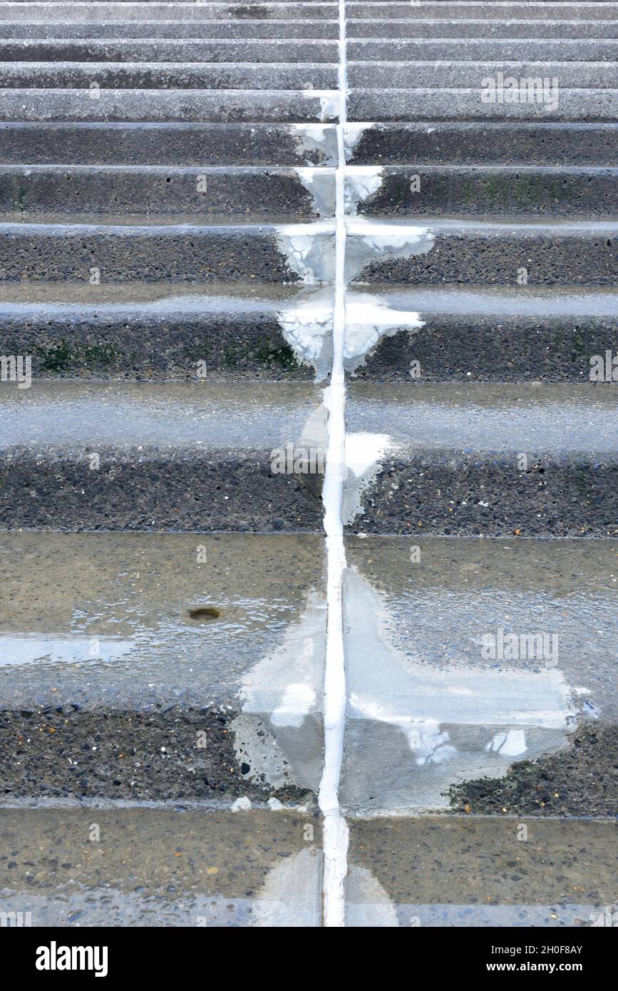 Flight of steps with a repaired expansion joint Stock Photo - Alamy