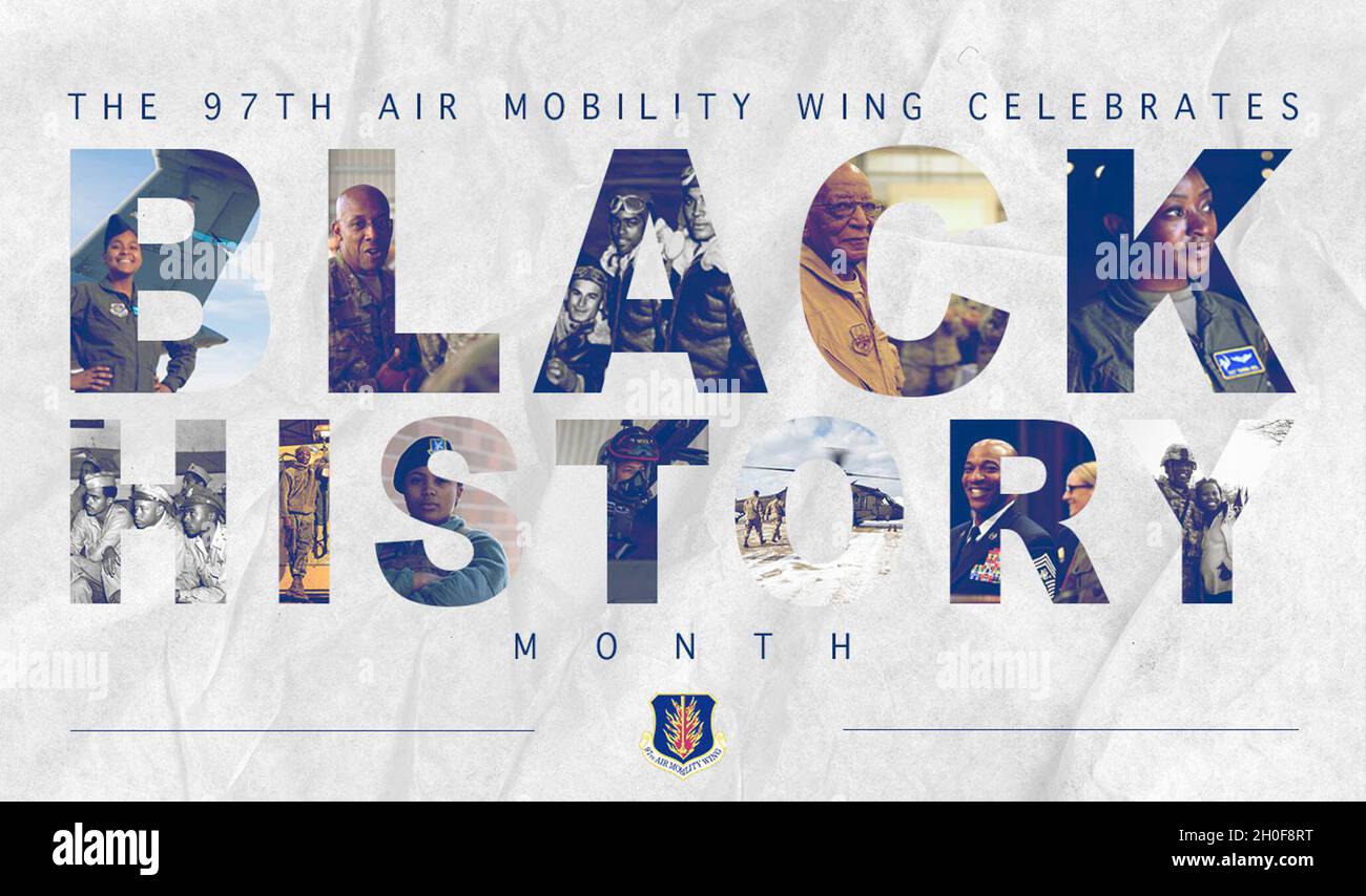 African American Airmen are pictured on a Black History Month graphic ...