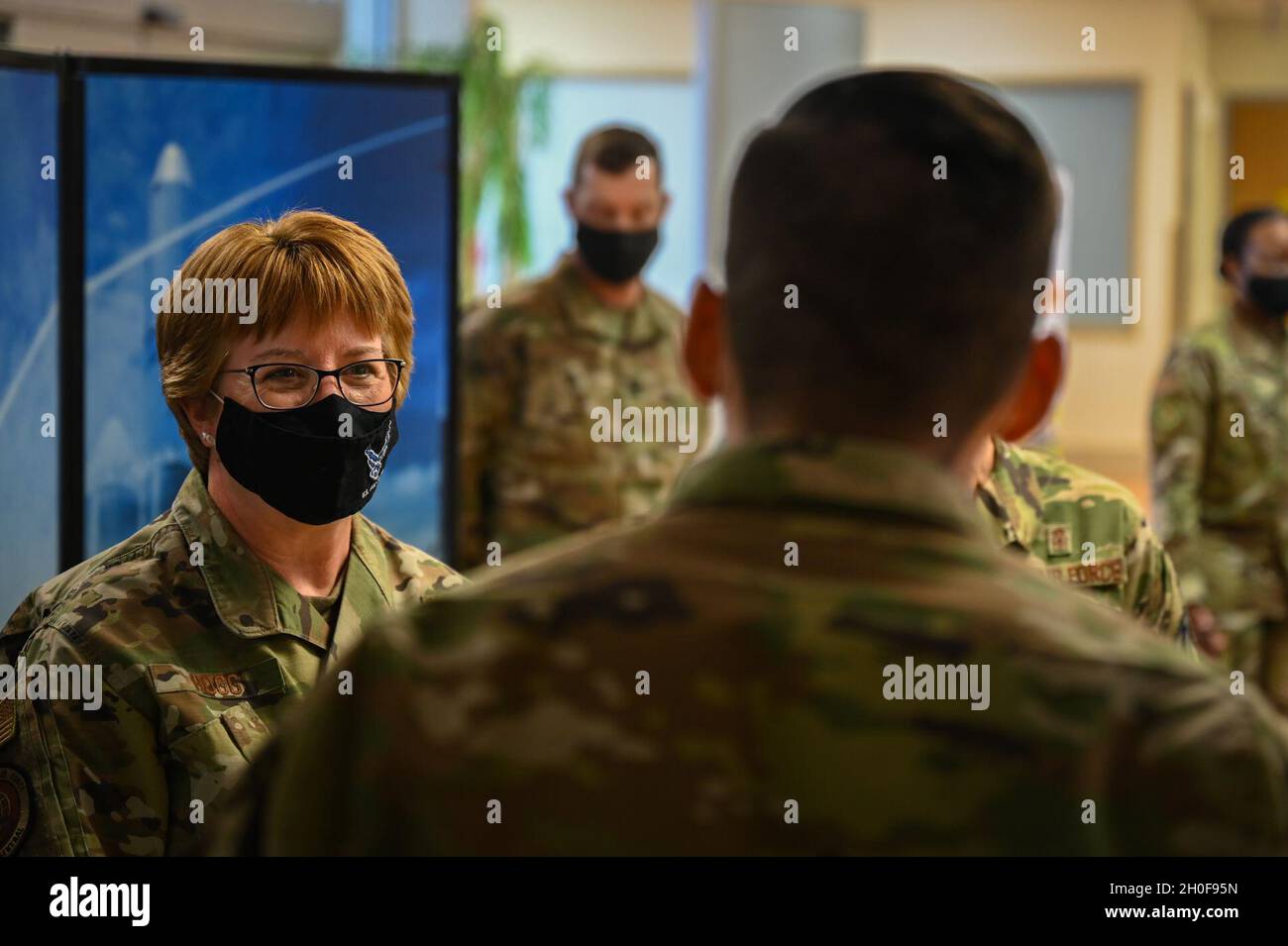 Lt. Gen. Dorothy Hogg, U.S. Air Force Surgeon General, speaks with ...