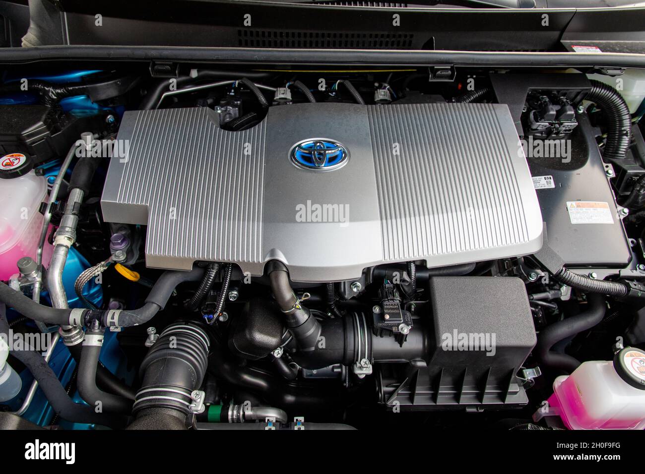 Everett WA, USA - 11/11/2019. A Look under the hood of a 2019 Toyota ...