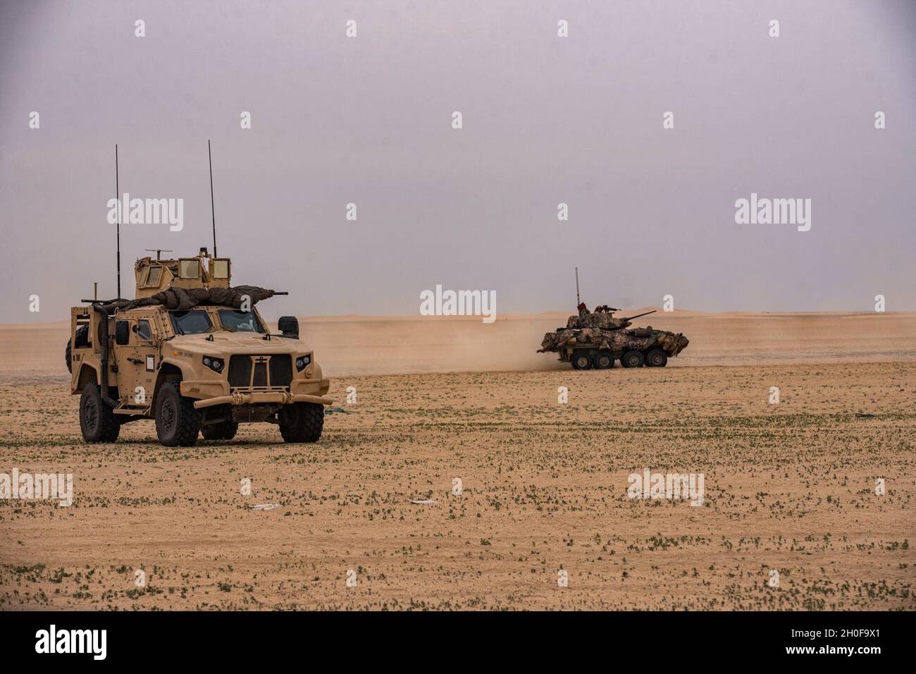 A U.S. Marine Corps Joint Light Tactical Vehicle, left, assigned to ...