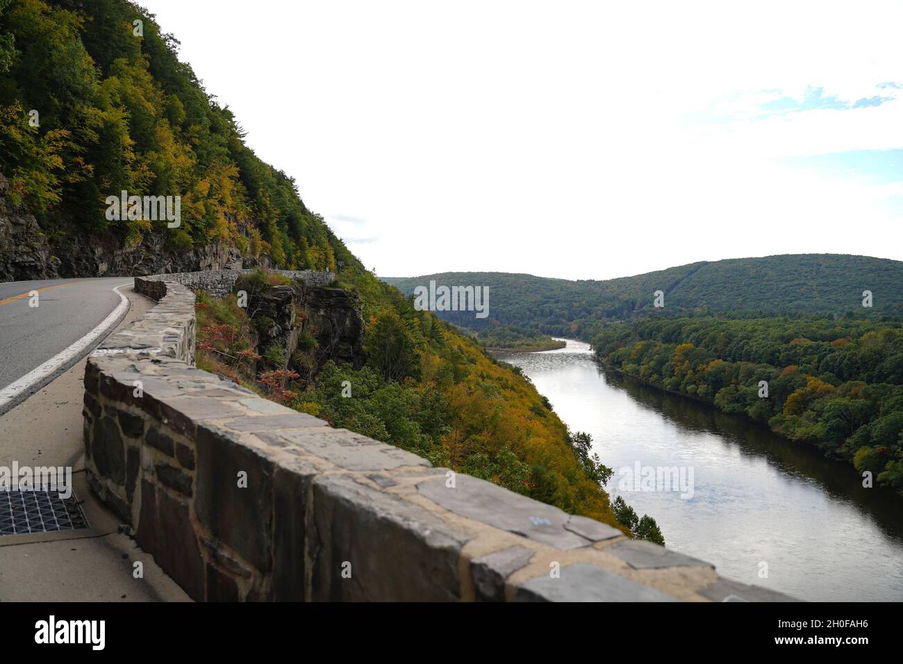 View of upper Delaware Scenic Byway with autumn colors Stock Photo - Alamy