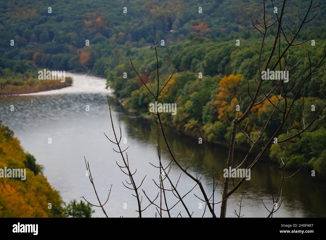 View of upper Delaware Scenic Byway with autumn colors Stock Photo - Alamy