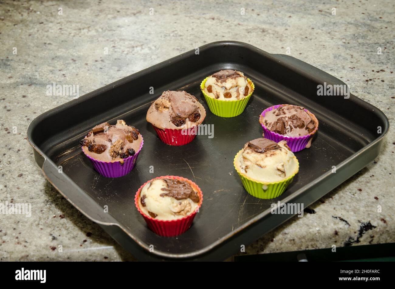 baked muffin in colorful shapes Stock Photo - Alamy