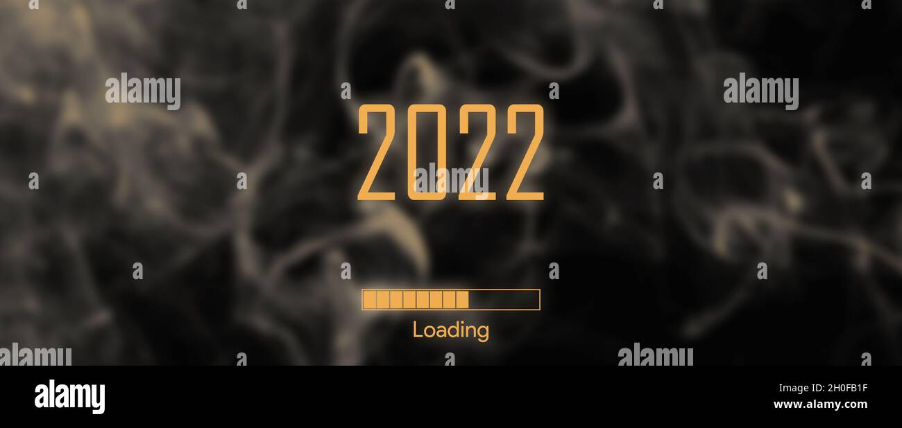 Loading new year 2022. Loading progress bar, 3D rendering. Black and ...