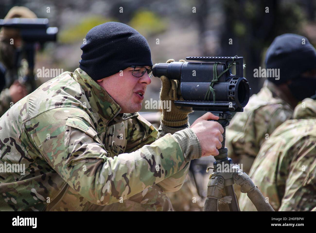A spotter with 2nd Squadron, 14th Cavalry Regt. "Rattlesnakes", 2nd ...