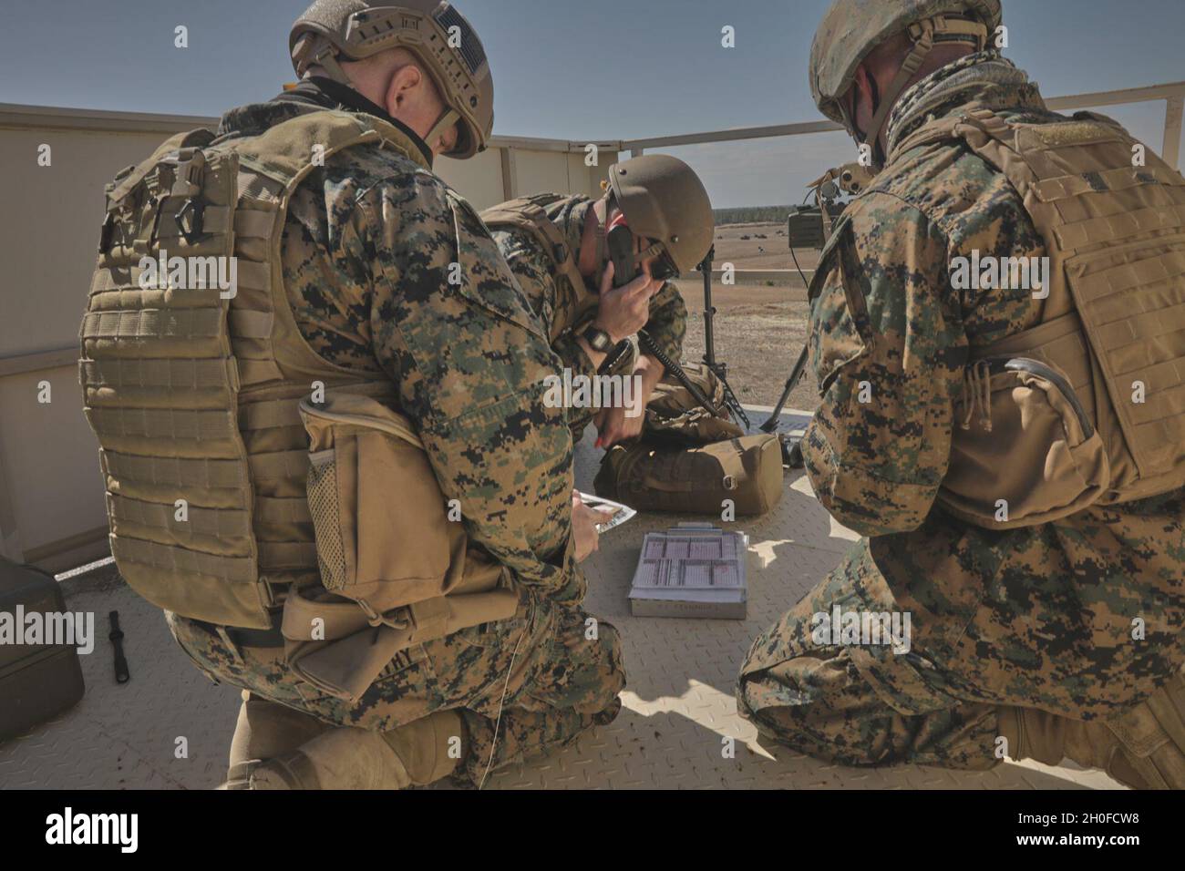 Marines with Marine Forces Reserve conduct a call for fire while ...