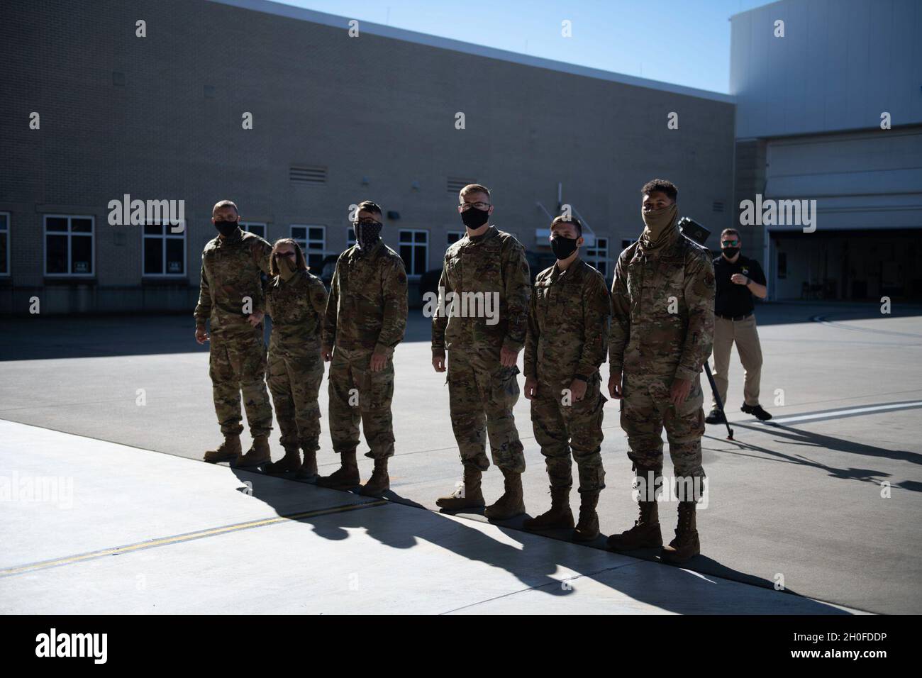 U.S. Air Force Airmen with the 325th Aircraft Maintenance Squadron pose ...