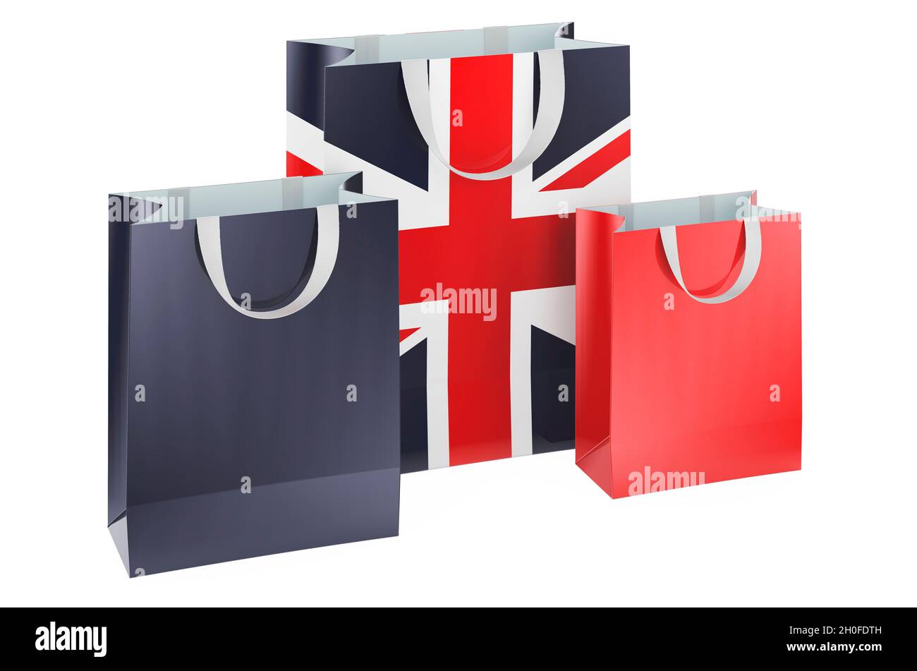 Shopping bags with British flag. Shopping in the Great Britain, concept ...