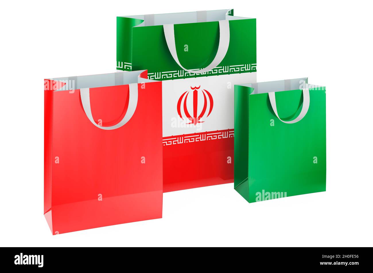 Shopping bags with Iranian flag. Shopping in Iran, concept. 3D ...