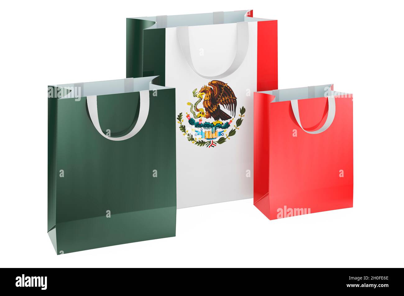 Shopping bags with Mexican flag. Shopping in Mexico, concept. 3D ...